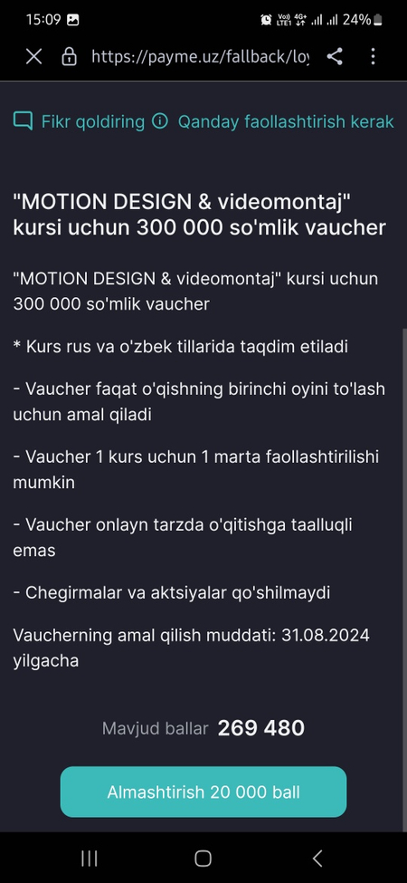 Grafik dizayn motion design Veb android kurs Talabalar uchun  voucher