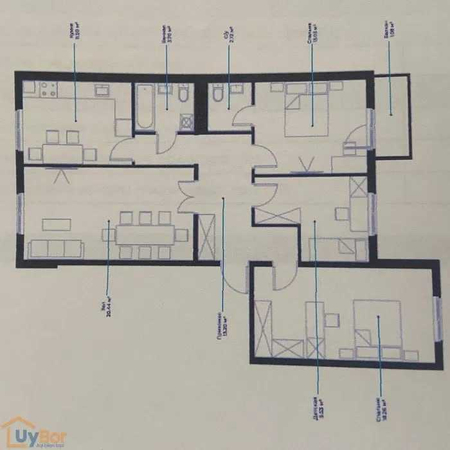 4ком полноценная от Golden HOuse на Кадышева 95м2 в Assalom Havo!`