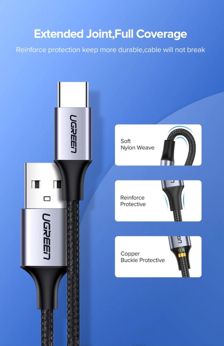 UGREEN USB-A to USB-C cable 1m,black.