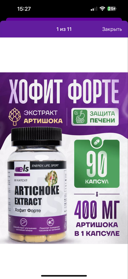 БАД Артишока экстракт Хофит форте, капсулы Nº 90