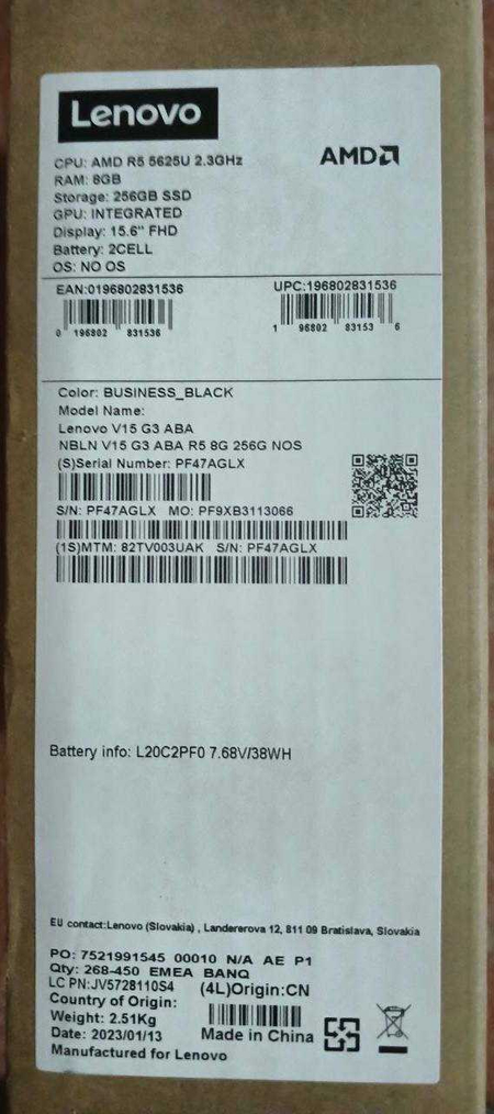 от 390 000 сум / рассрочка: Ноутбук Lenovo V15 G3 RYZEN 5-5625U