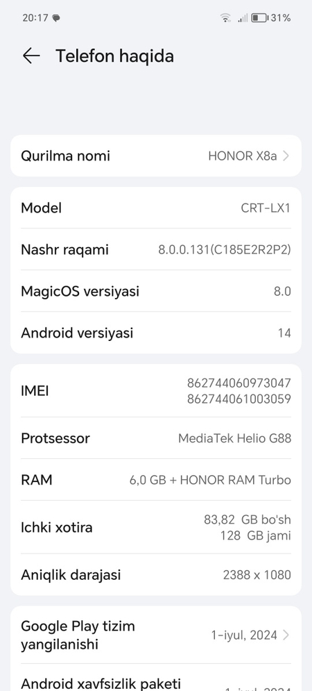 Xonor x8a 6 128gb