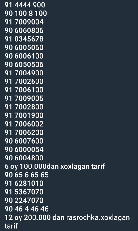 Sim karta chiroyli nomer