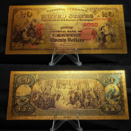 Коллекция сувенирных Долларов США 24k Gold. 7 банкнот