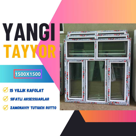 Akfa tayyor va yangi 1500x1500 hajmdagi oyna rom акфа