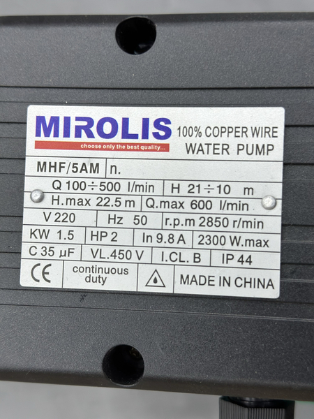 Suv Nasosi Mirolis MHF/5AM