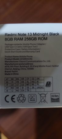 Новый! Redmi Note 13 8/256GB Midnight Black за 160 у.е!