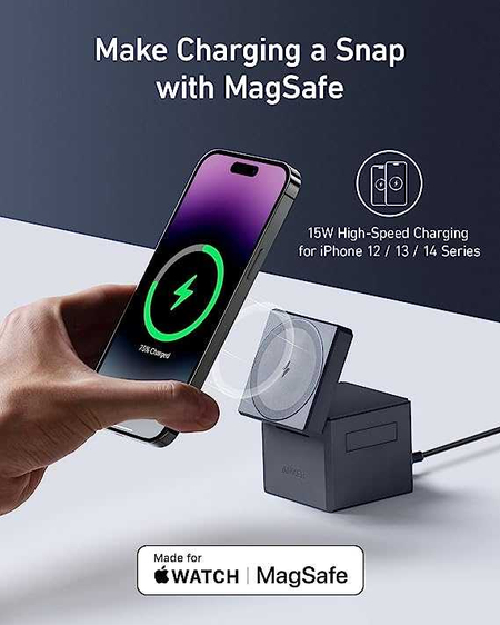 Anker 3-в-1 Cube с MagSafe Зарядка для iPhone, AirPods и Apple Watch.