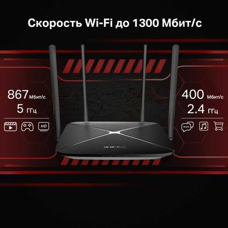 Wi‑Fi роутер Mercusys AC12G AC1300 Двухдиапазонный гигабитный