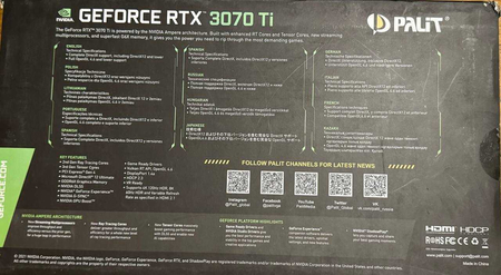 Продаётся Б/У Видеокарта PALIT NVIDIA GeForce RTX 3070TI GamingPro