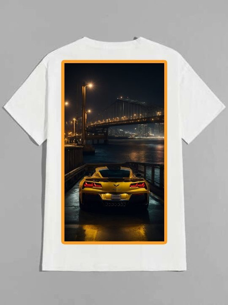 Футболка с дизайном автомобиля (CHEVROLET CORVETTE) , качественная фут