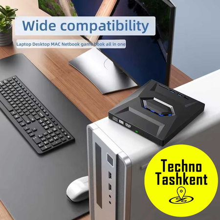 Внешний оптический привод для CD/DVD-рекордера USB/Type C, +hub