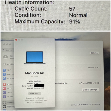 Macbook Air M2, 8/256, Midnight
