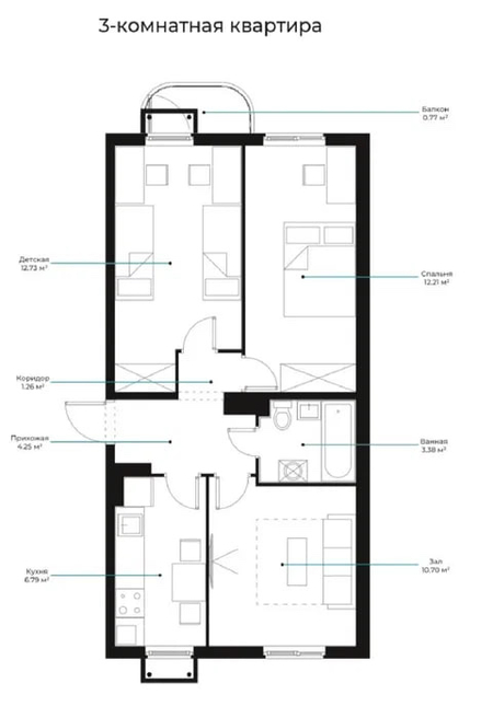 ЖК ASSALOM HAVO Golden House Кадешева Под ключ 3-комнатная 53м2 Срочно