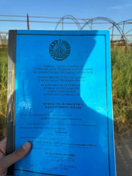 Kadastr hujjatlariga ega yer sotiladi,