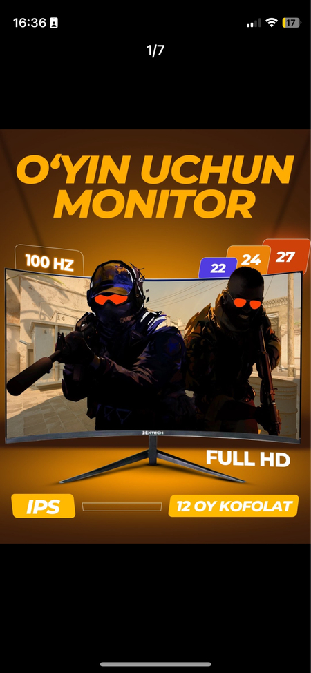 Monitor Xtech 74hz 22 дьюма Ips мартица