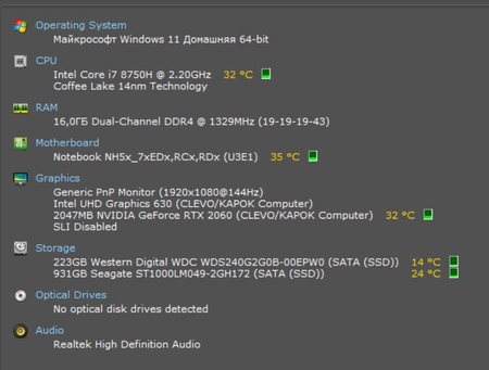 Игровой ноутбук Sager(USA), i7, 16 gb, RTX 2060, 1TB SSD, 15,6 (144Hz)