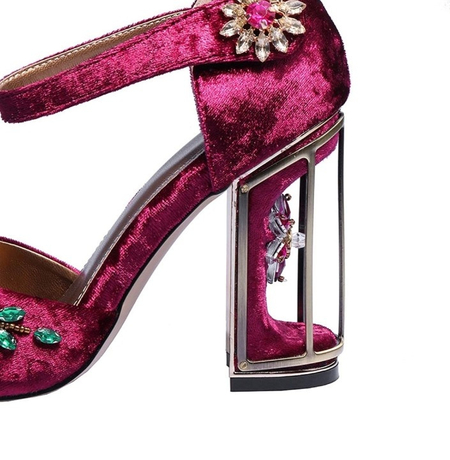 Dolce & Gabbana бархатный туфли в стиле Мери джейн с камнями 35р 23см
