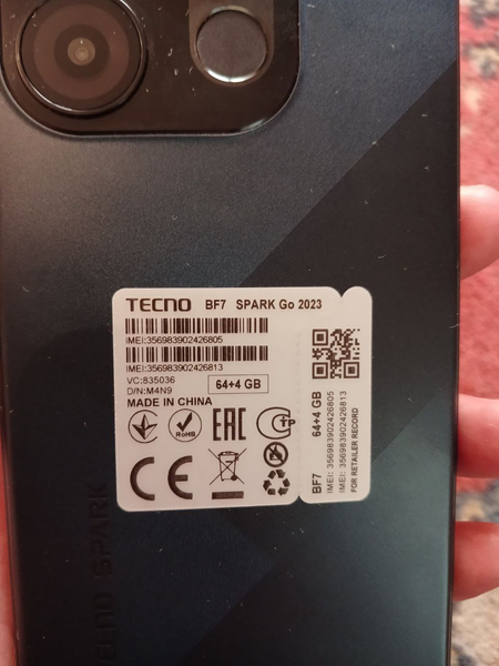 Tecno spark go 2023 pamyat 64ga7