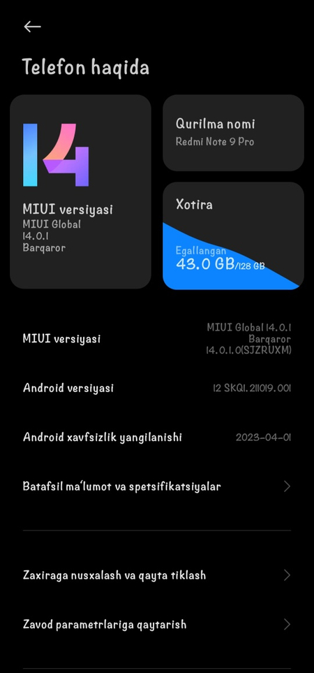 Redmi Not 9 pro 8/128