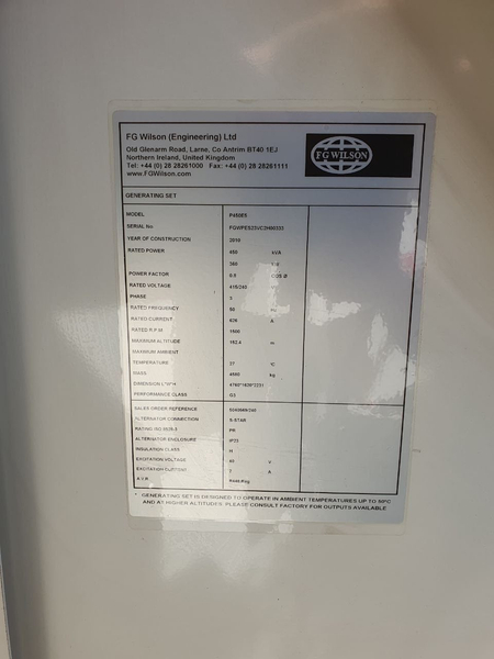 Дизельный генератор FG Wilson P450E5 360.0 кВт / 450.0 кВА /трехфазный