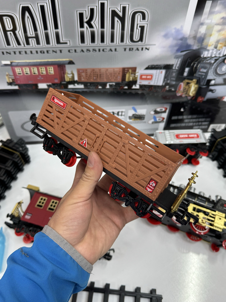 Железная дорога, поезд  с эффектом звука, света и пара (Castrum Toys)