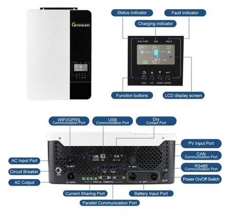 Smart Inverter GROWATT SPF 5000 ES OFF GRID, 5KW, 48V