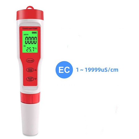 4 в 1 Тестер качества воды с подсветкой pH TDS EC TEMP