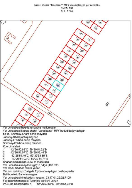 No\\\'kis qalasi Jana bazarda maydani 16х25 = 400 kv.m