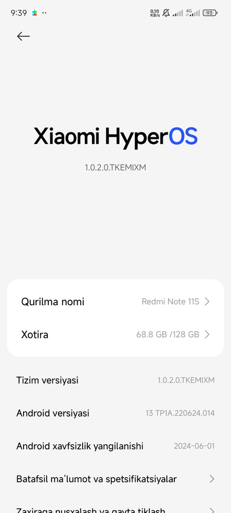 REDMI NOT 11S 6+6 128GB