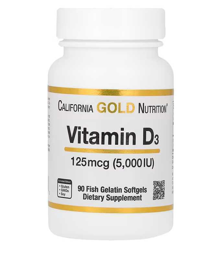 Vitamin D3, 125 mcg California Gold Nutrition с бесплатной доставкой