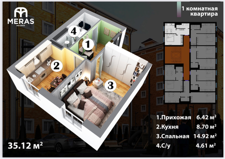 1 xonali yangi uylar