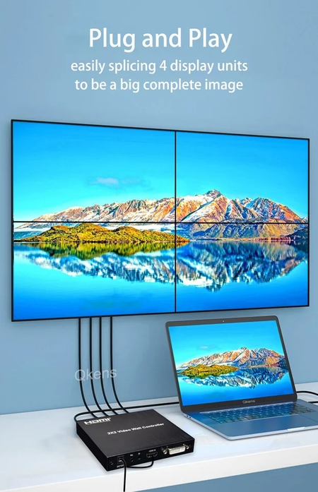 Контроллер видеостены 2x2, мультивьюер HDMI 4x1, wall controller 2x2