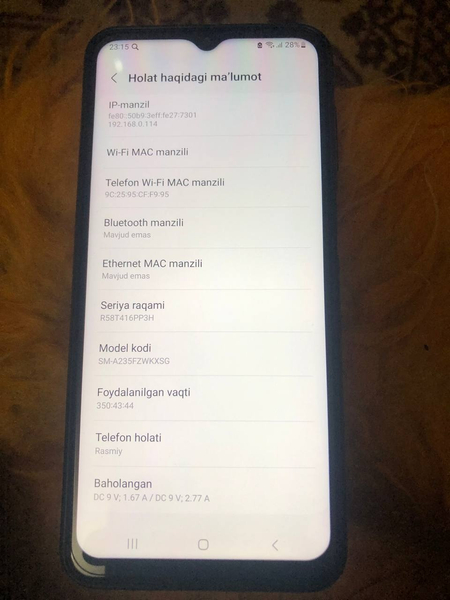 Samsung A23 bir qol ishlangan 6.128 GB