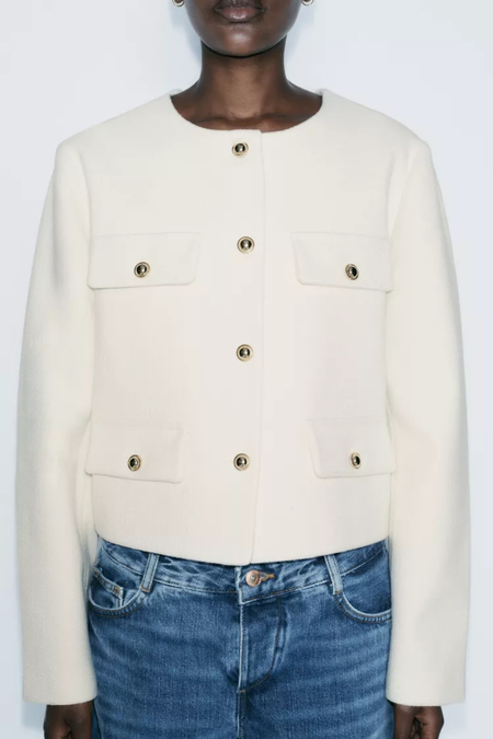 Укороченный блейзер с клапанами Zara