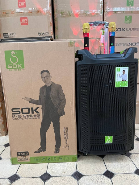 Оригинал колонки SOK 838 2 мик Проф BT USB AUX портатывни с Доставка