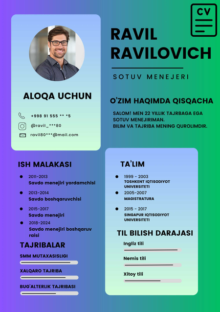 Professional “CV” anketa yozish xizmati