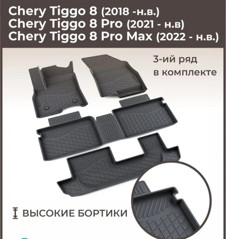 Chery Tiggo 8 оврики, полики в салон автомобиля