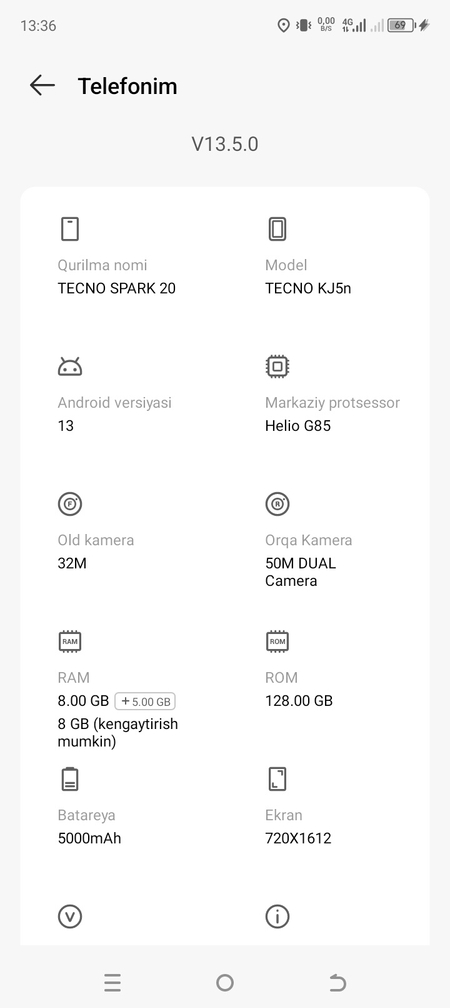 Tecno 20 16/128 sotilad sorchna