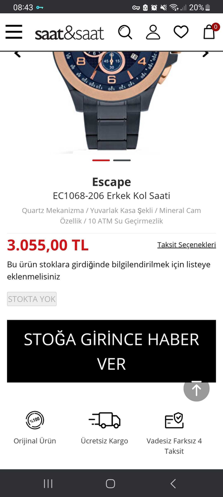 ESCAPE Qo'l soati sotiladi turkiyada ishlab chiqorilgan