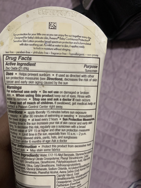 Spf 50 aveeno baby zinc oxide