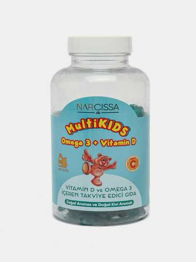 Narcissa Multikids Omega 3 & Vitamin D, 90 gummies, Витамины и омега 3
