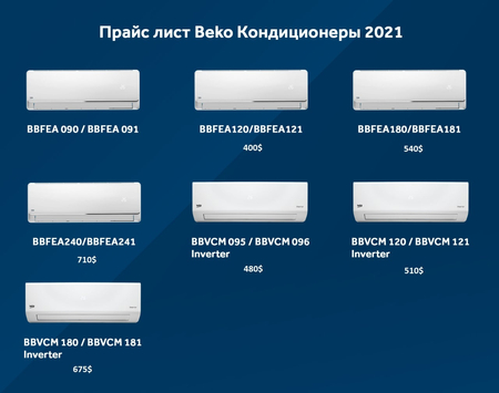 Кондиционер Beko/Беко 24 Модель : BBFEA240/BBFEA241