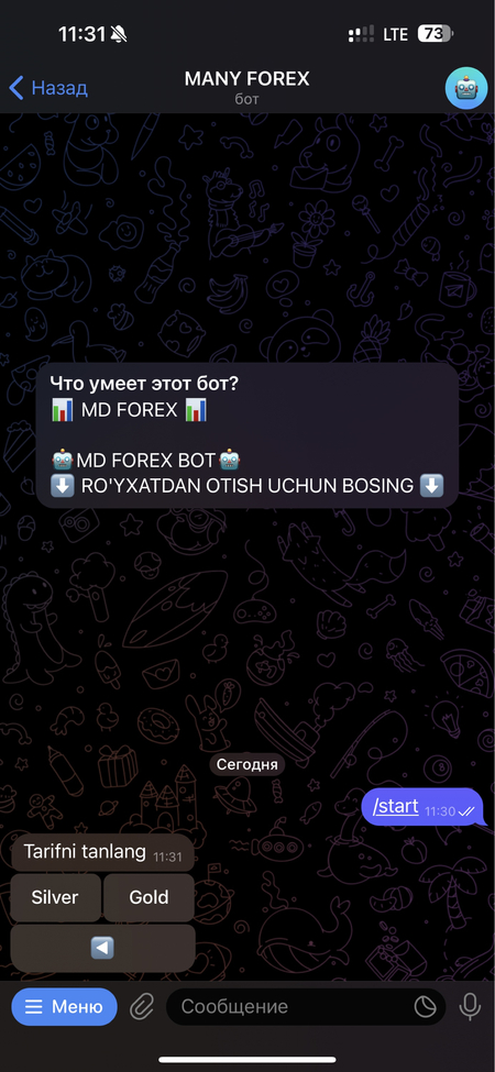 Kurslarga yozilish uchun Telegram Bot