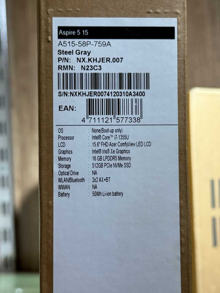 Acer Aspire 5 Intel CORE i7-1355U, 16гб, 512ssd