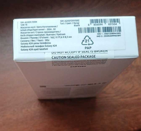 Смартфон Samsung Galaxy A24 6/128 ГБ, Dual nano SIM, қора ранг