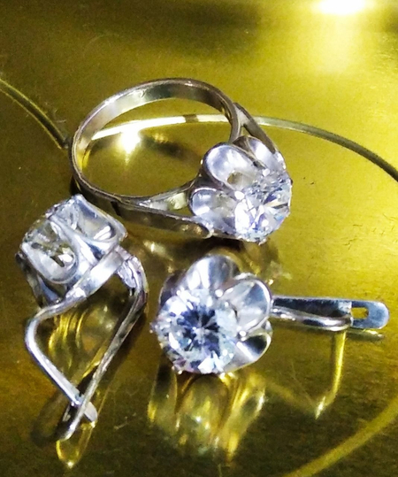 Серьги, серебро 875 пробы звезда, камень рубин