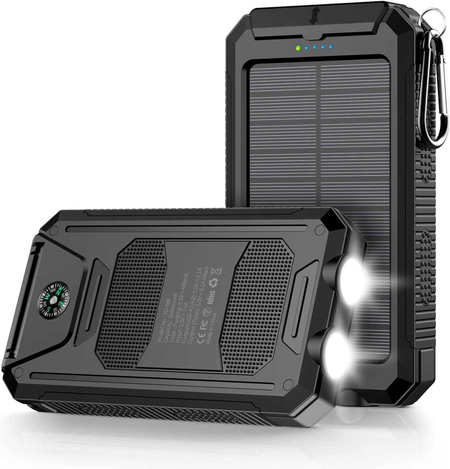 Power Bank солнечное зарядное устройство 36800 мАч+компас+ 2фонарика