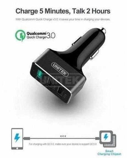 Цельнометаллическое зарядное устройство Unitek 42W с поддержкой QC 3.0