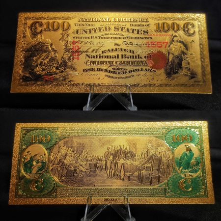 Коллекция сувенирных Долларов США 24k Gold. 7 банкнот